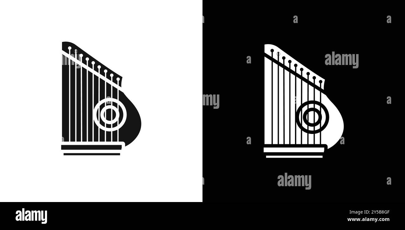 zither icon vector logo set collection or bundle pack group Stock ...
