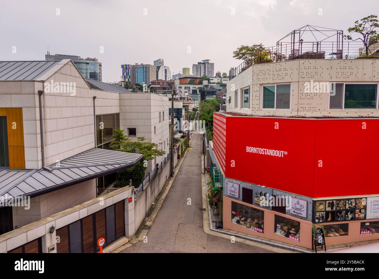 Seoul, Korea - August 27, 2024 - street view of the area of Hannam-dong ...