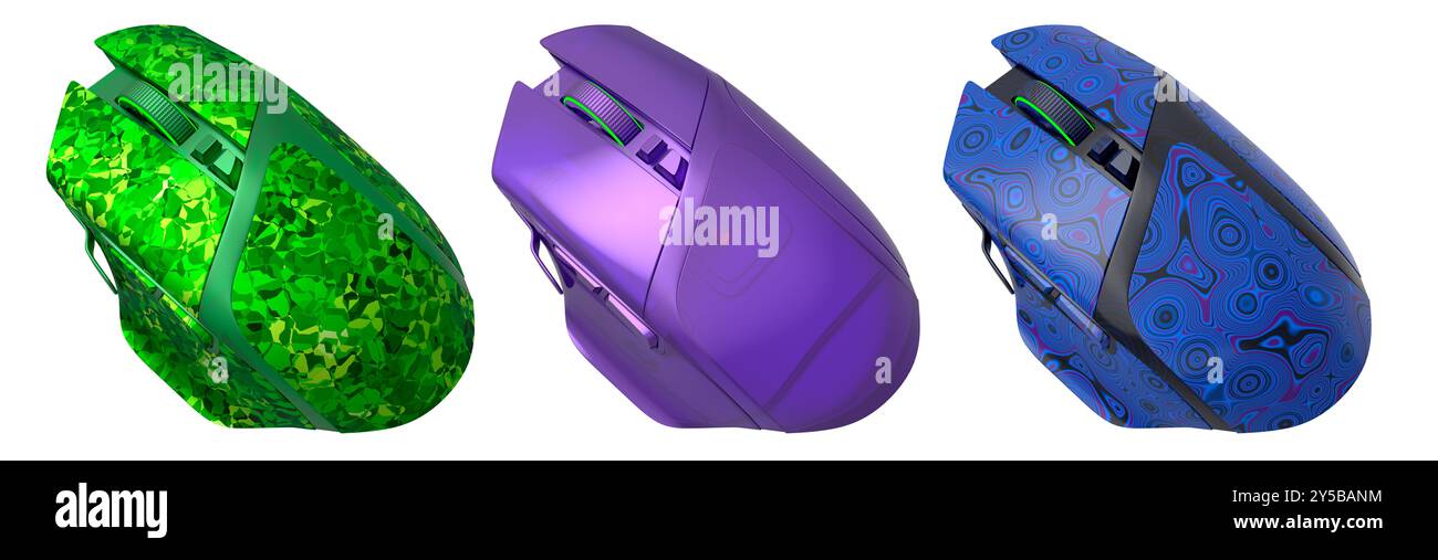 Set of wireless gaming computer mouse isolated on white background with ...