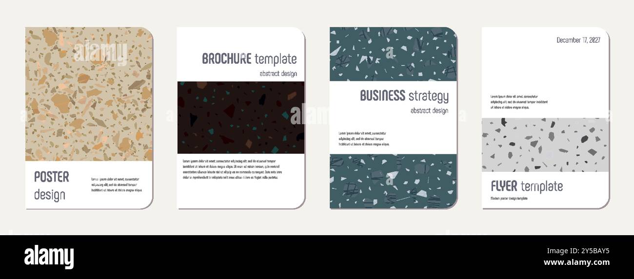 School diary cover design. Terrazzo abstract background made of natural ...