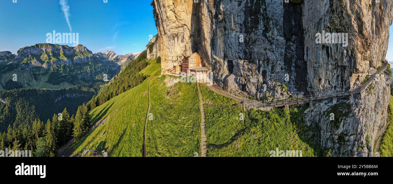 Ebenalp, Switzerland – 13 July 2024: drone view at the famous mountain ...