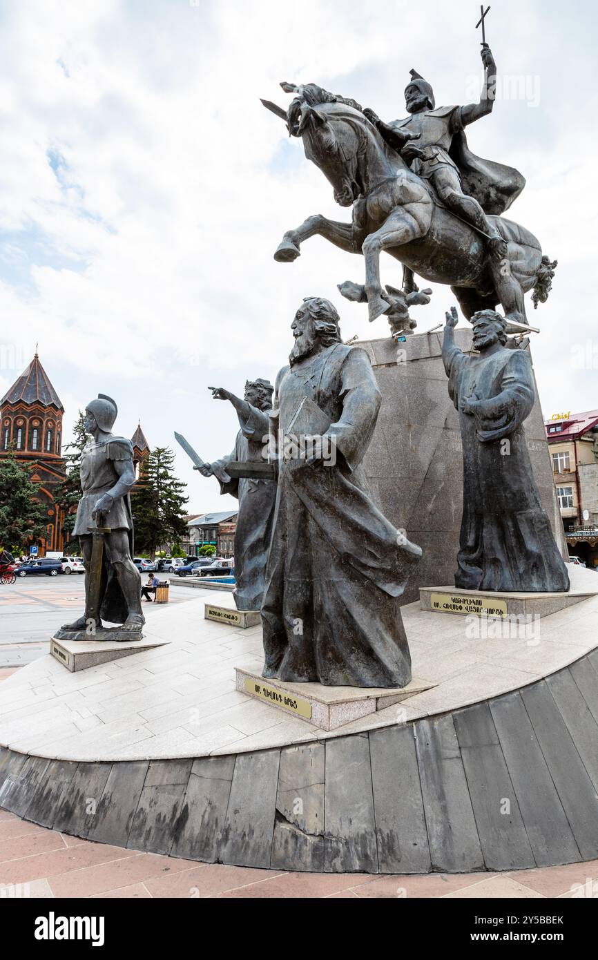 Gyumri, Armenia - July 19, 2024: bottom view of Memorial to the Battle ...