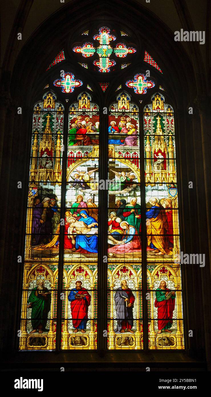 Lamentation window of Cologne Cathedral, Christian art Stock Photo - Alamy