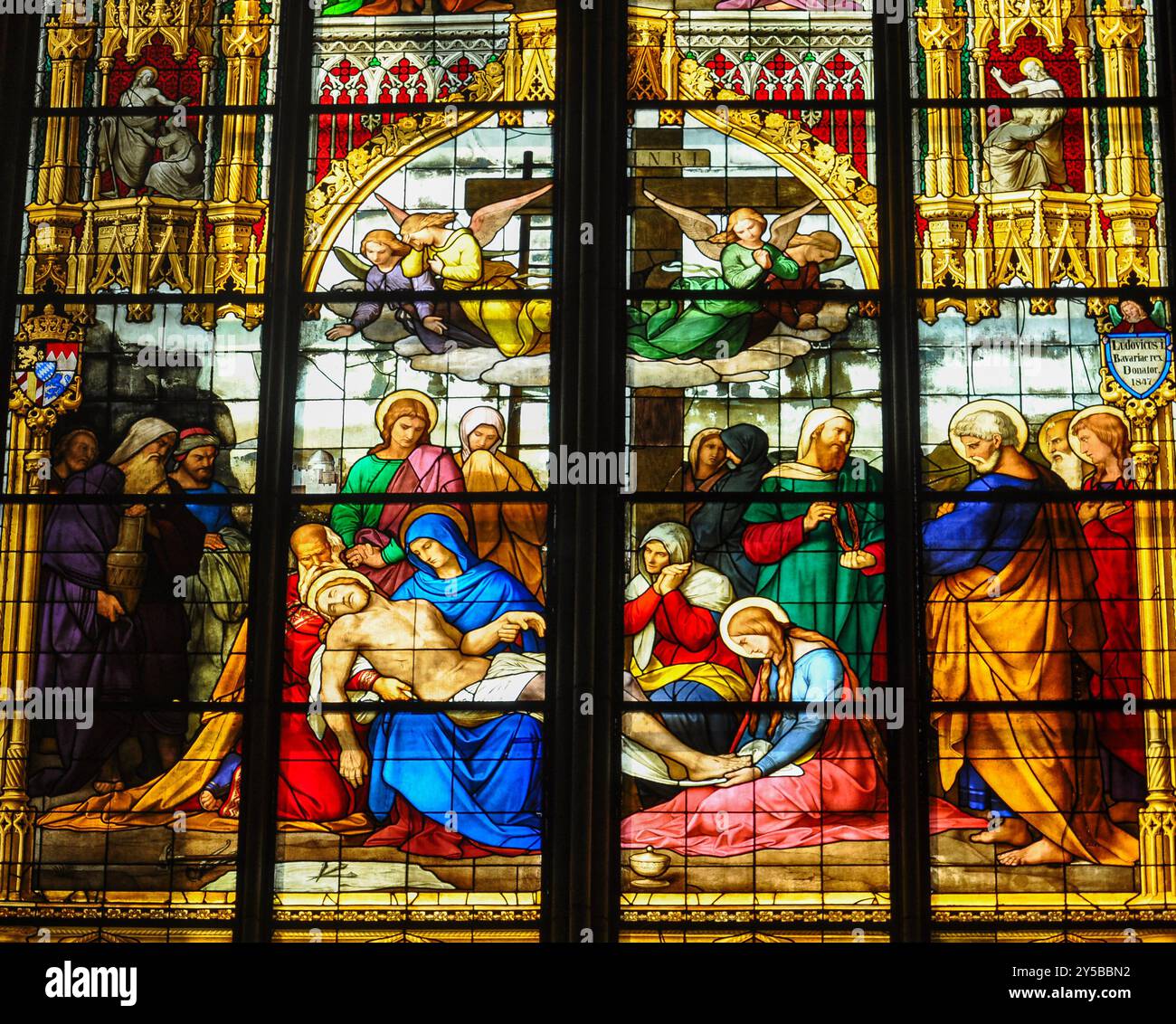 Lamentation window of Cologne Cathedral, Christian art Stock Photo - Alamy