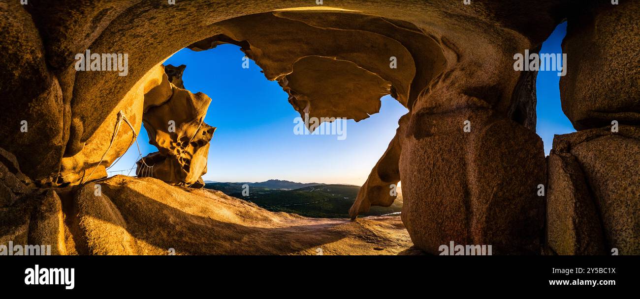 Panoramic view of the Bear Rock at Capo d'Orso, a huge cave formed by ...