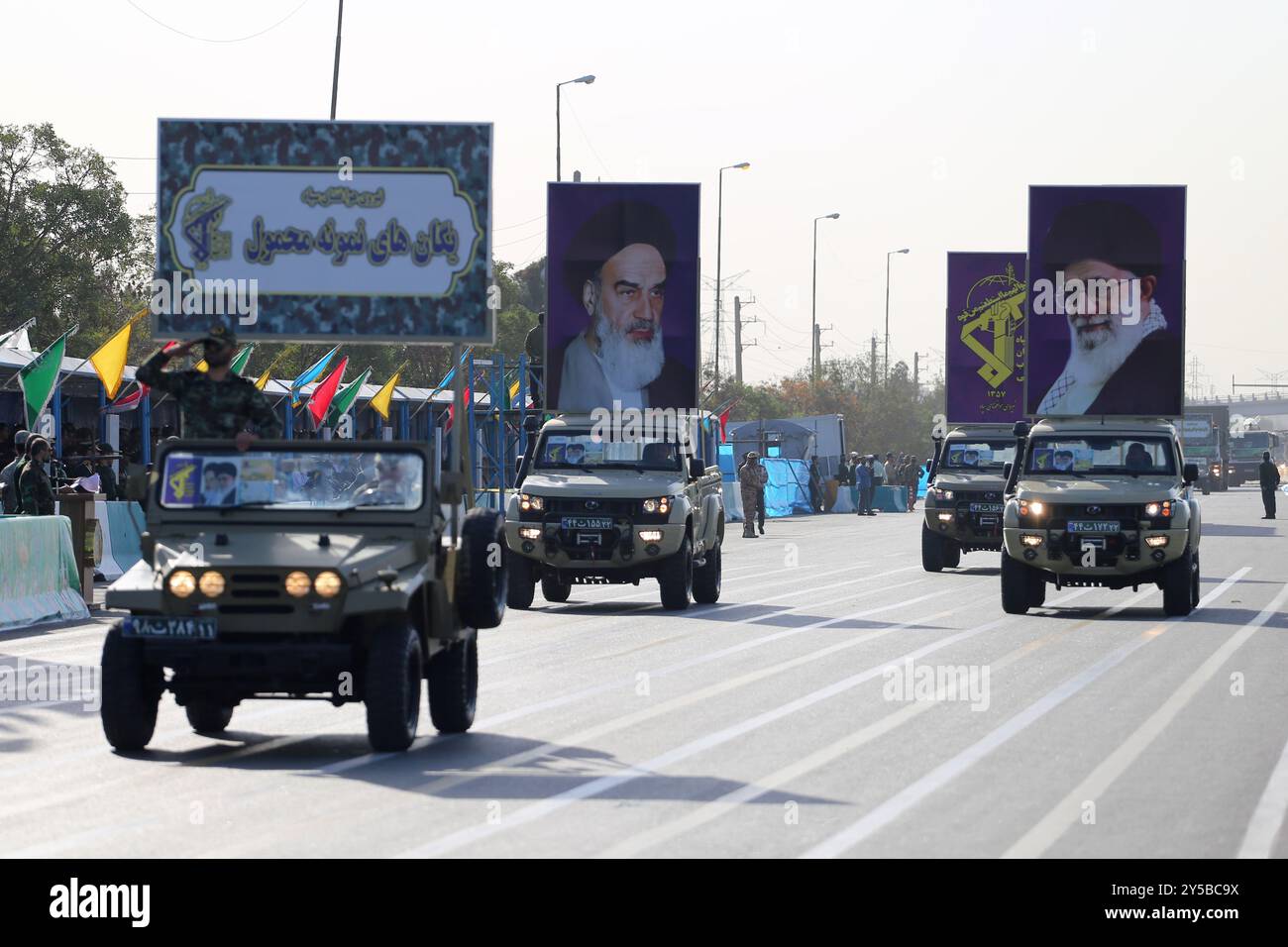 Tehran, Iran. 21st Sep, 2024. Islamic Revolutionary Guard Corps cars ...