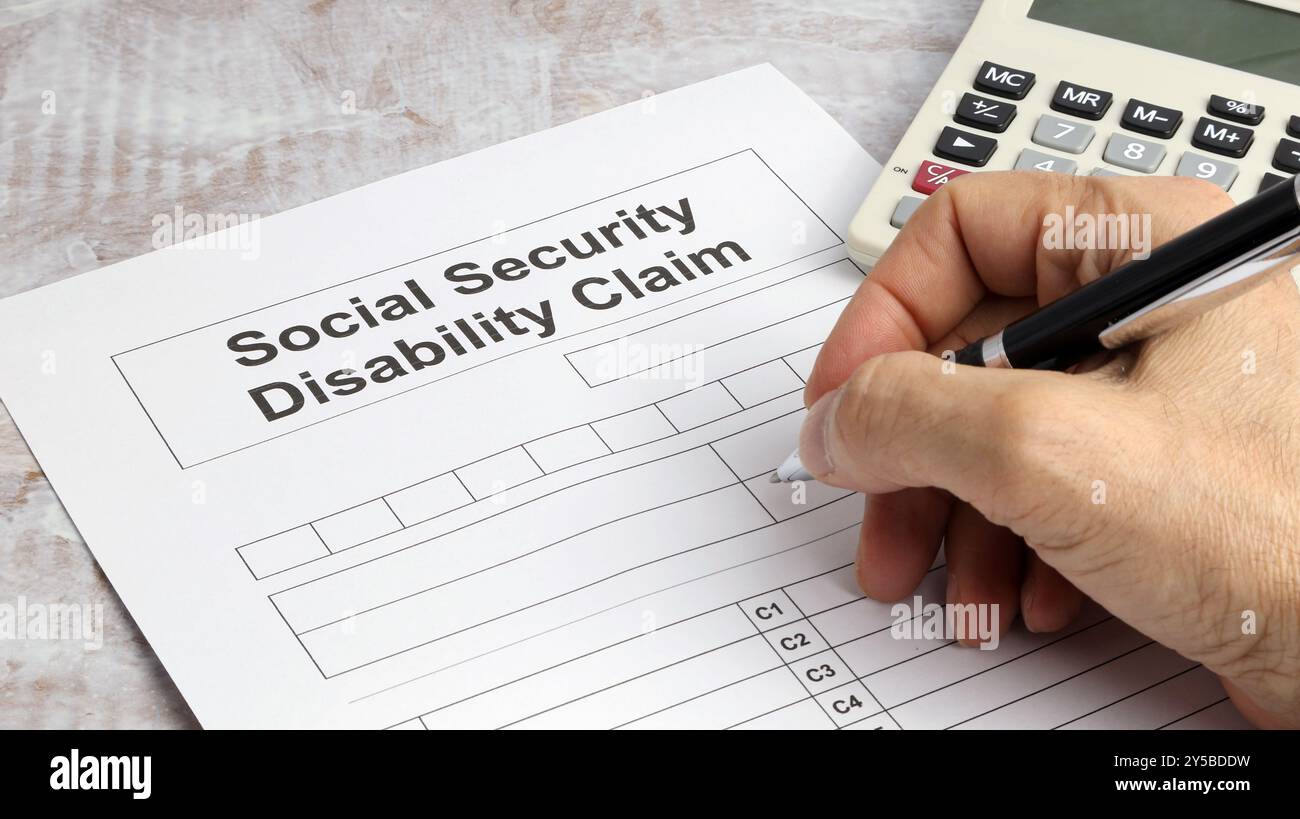 Health insurance application form. Man's hand. Accident insurance ...