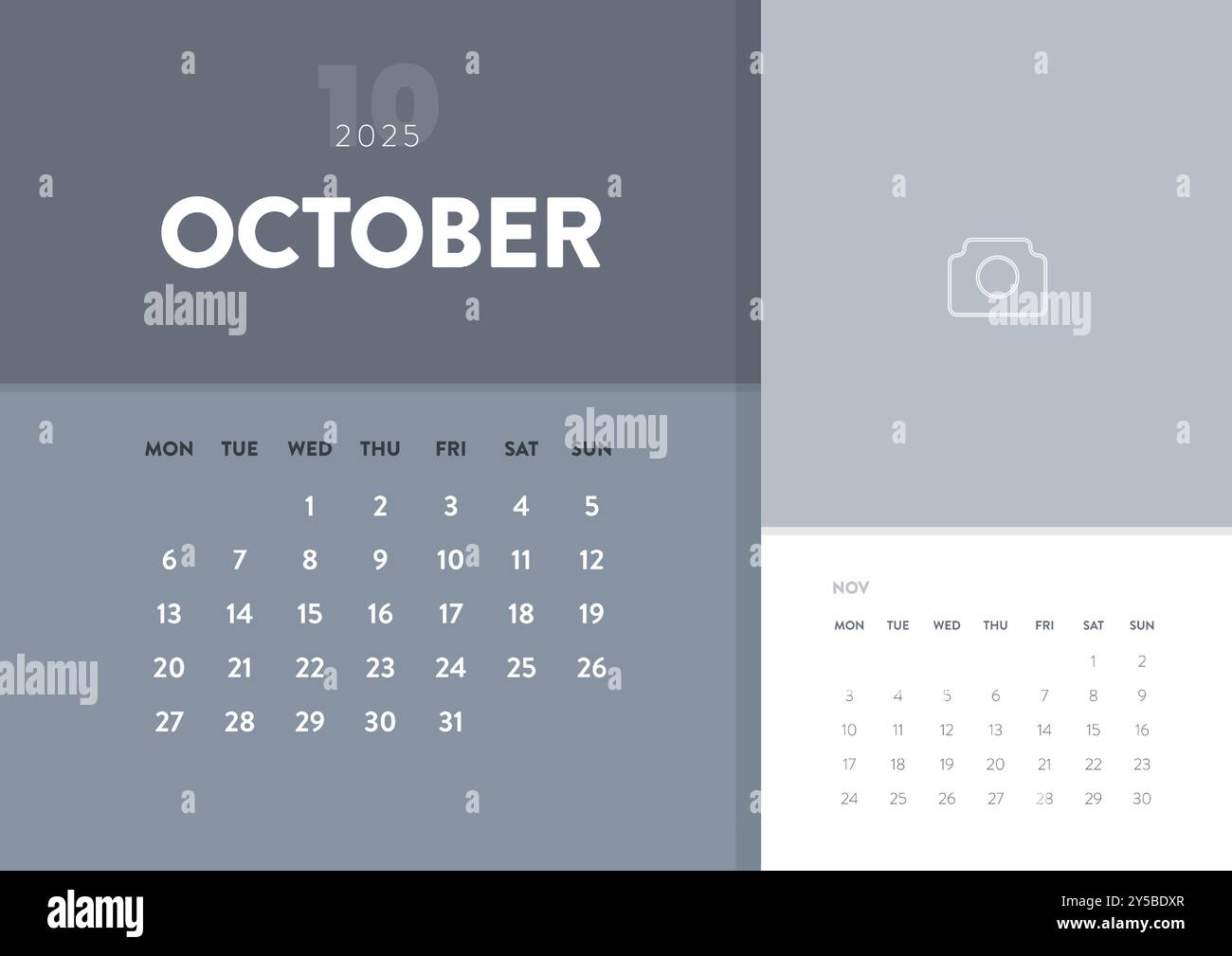 Calendar October 2025 template vector. Desk, wall calender for print ...