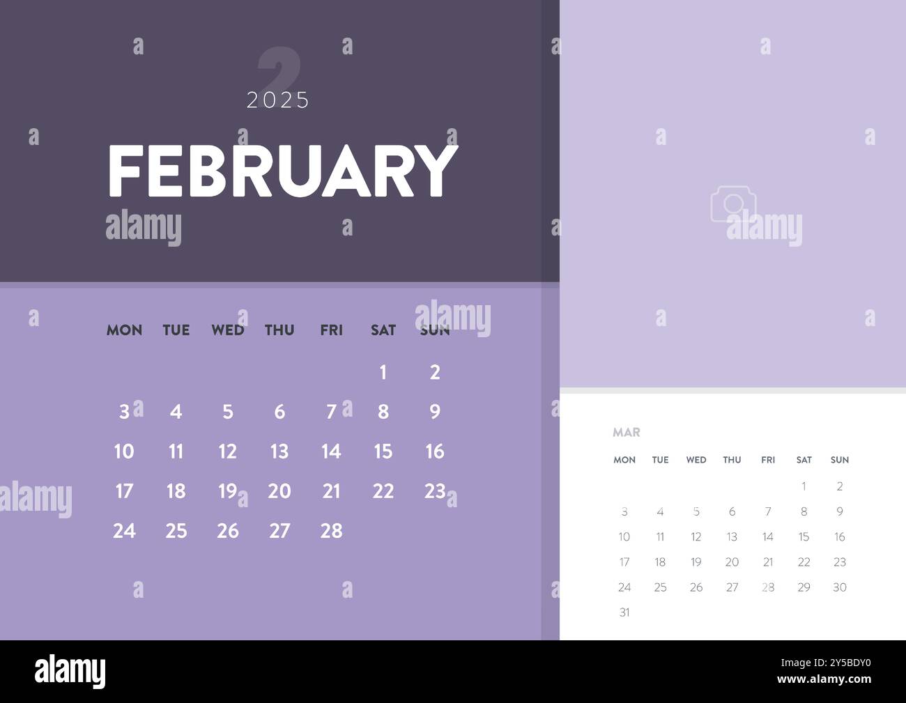 Calendar February 2025 template vector. Desk, wall calender for print ...