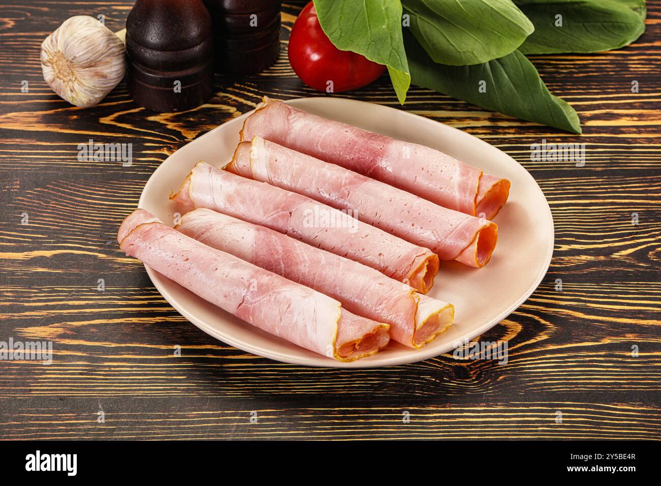 Italian sausage Prosciutto cotto ham appetizer Stock Photo - Alamy