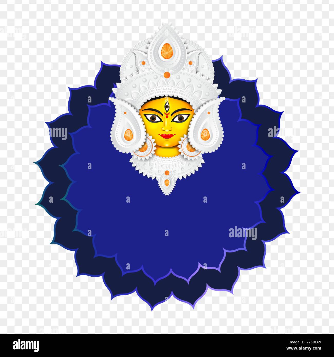 Maa Durga face on a circular frame with transparent background Stock ...
