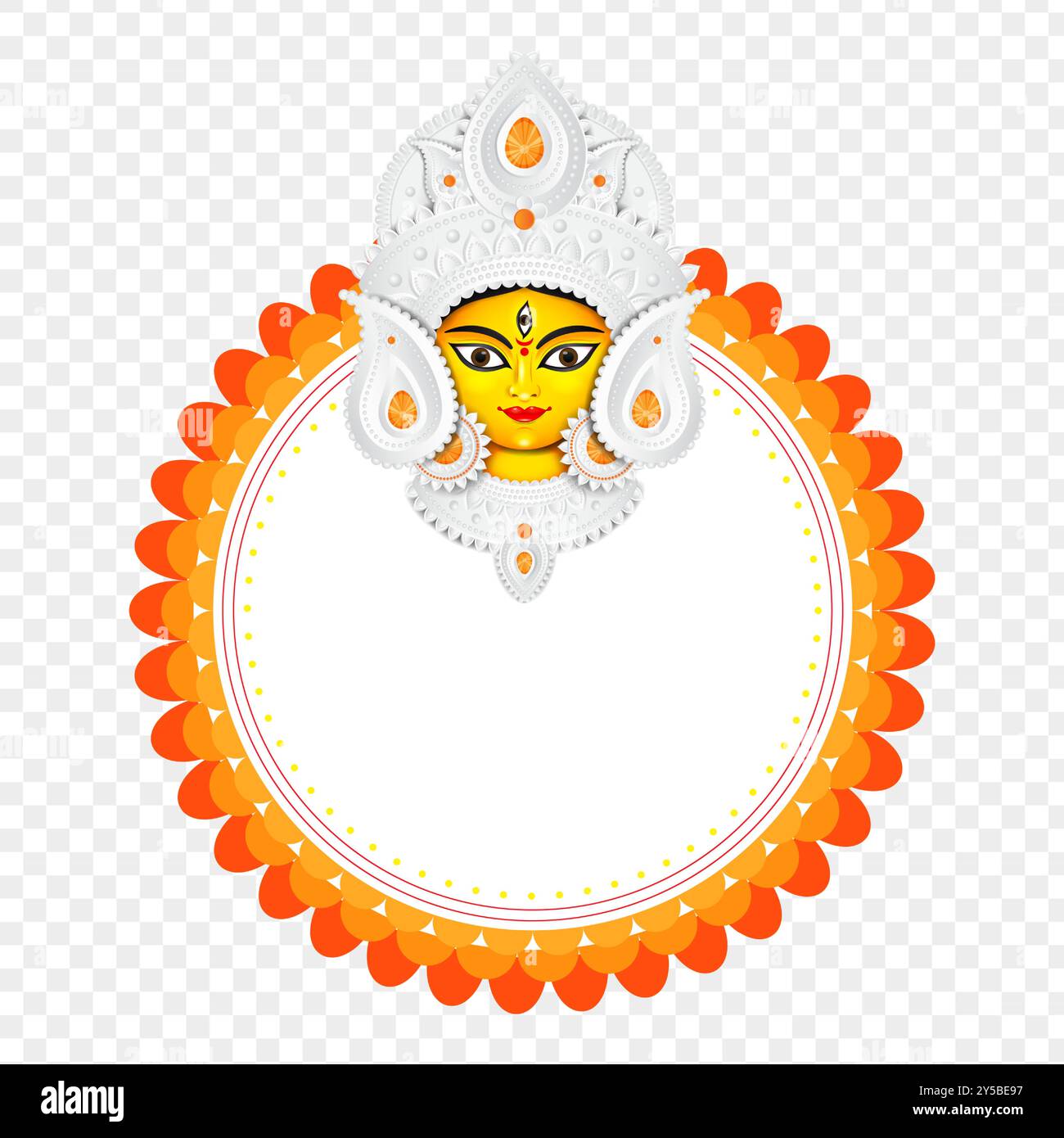 Maa Durga face on a circular frame with transparent background Stock ...