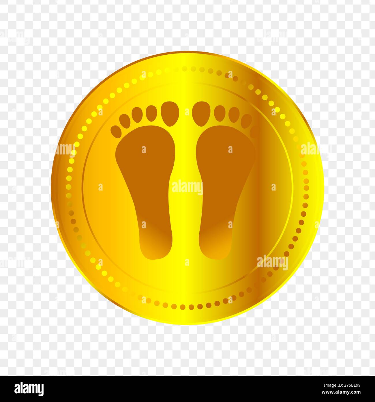 Gold coin with foot print on transparent background Stock Vector Image ...