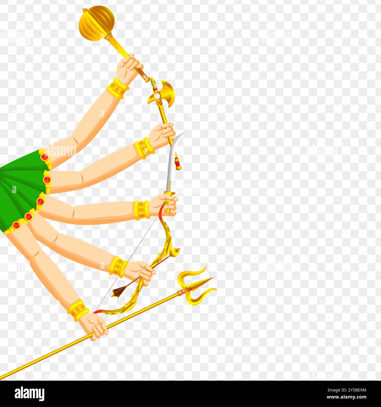 Maa Durga hands with weapons on transparent background Stock Vector ...