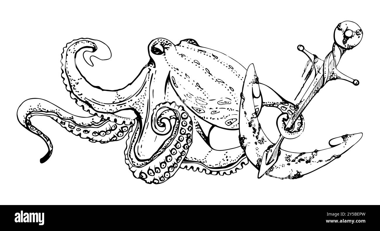 Octopus holding anchor, Marine life, sea ocean underwater creatures ...