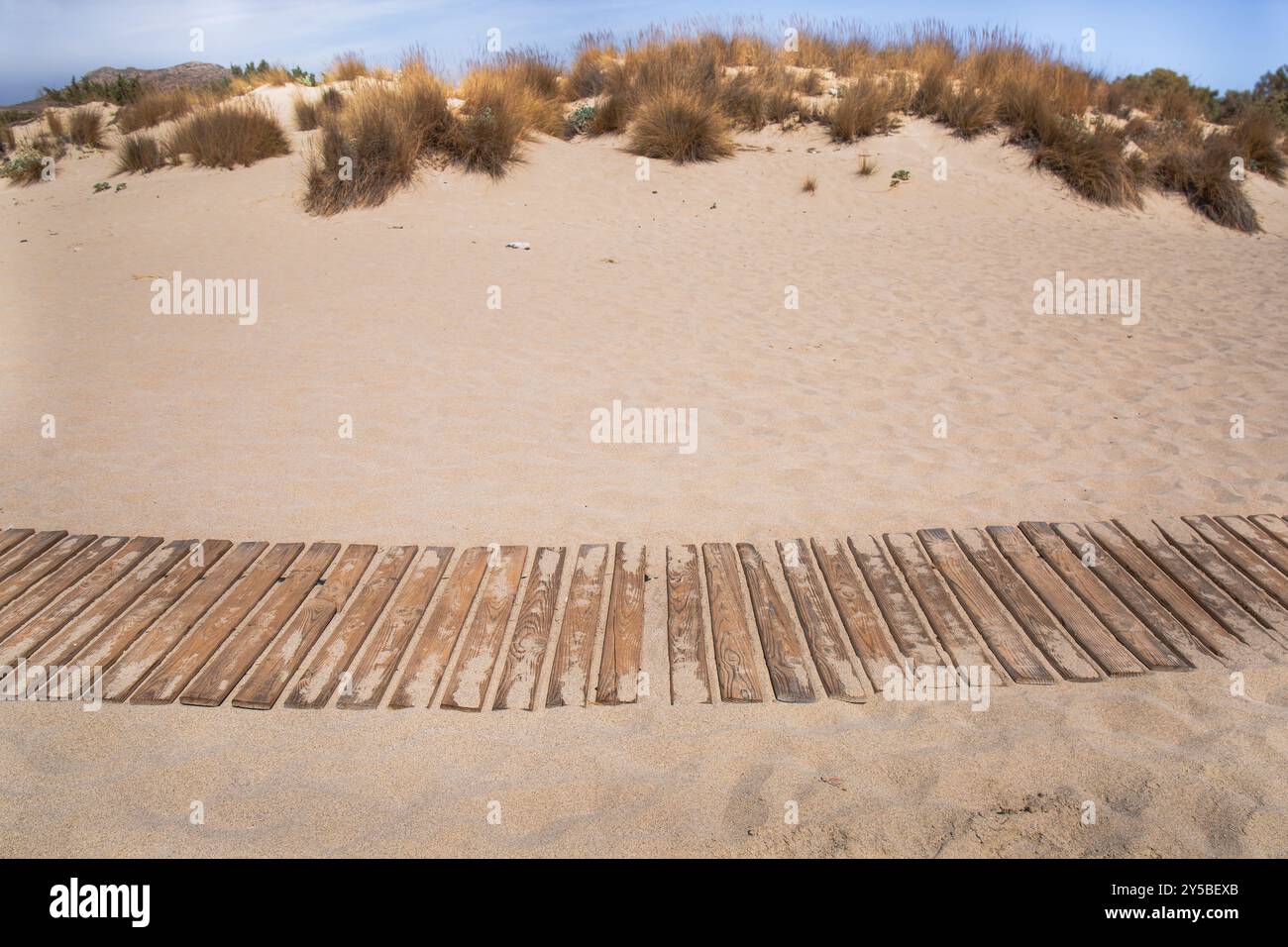 Wooden pathway through the sand on the beach Stock Photo - Alamy