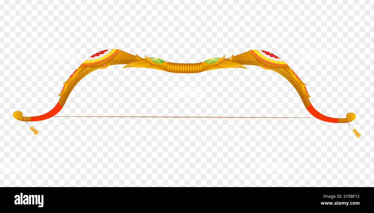 Vector illustration of golden decorated bow weapon on transparent ...