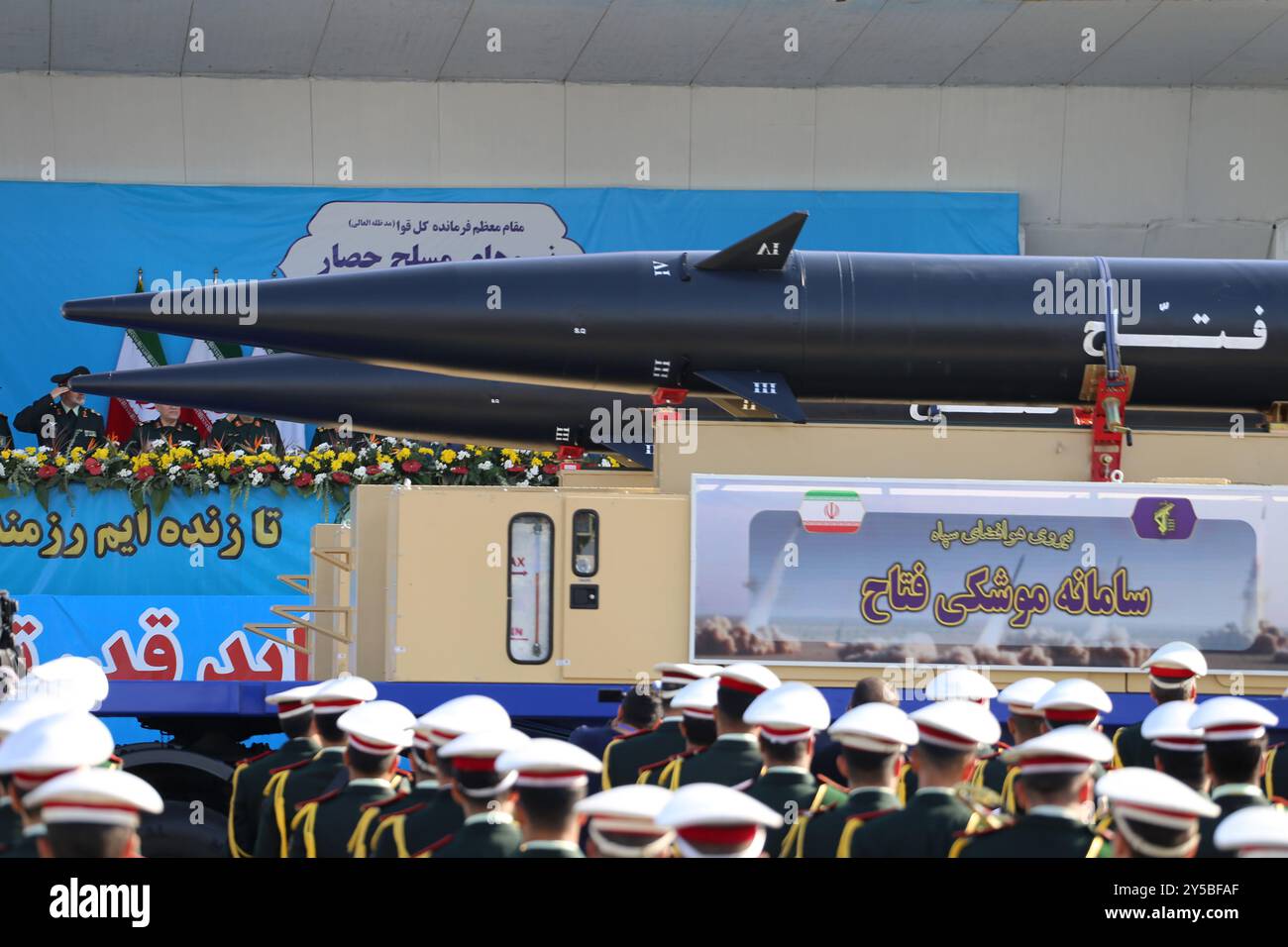 Tehran, Iran. 21st Sep, 2024. The ''Fattah-1'' missile system is ...