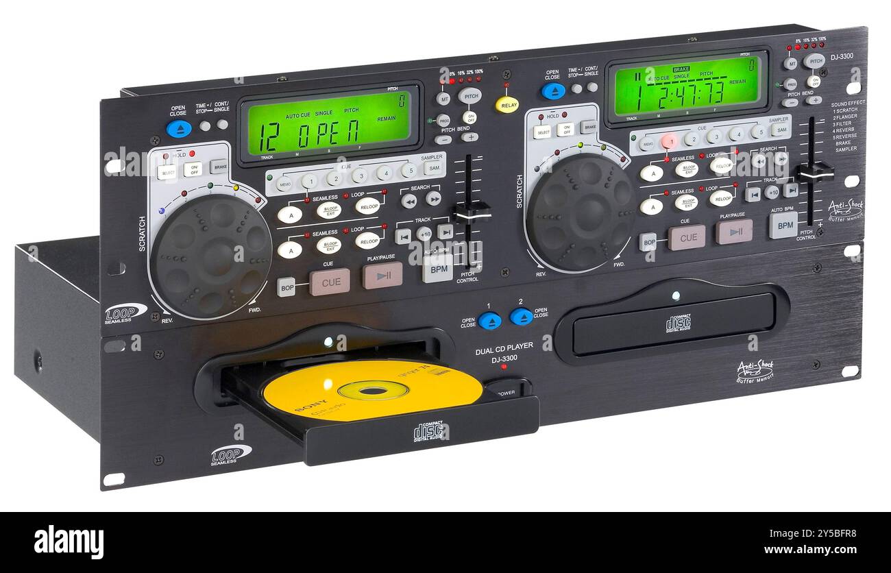 Still life of double DJ CD player recorder Stock Photo - Alamy