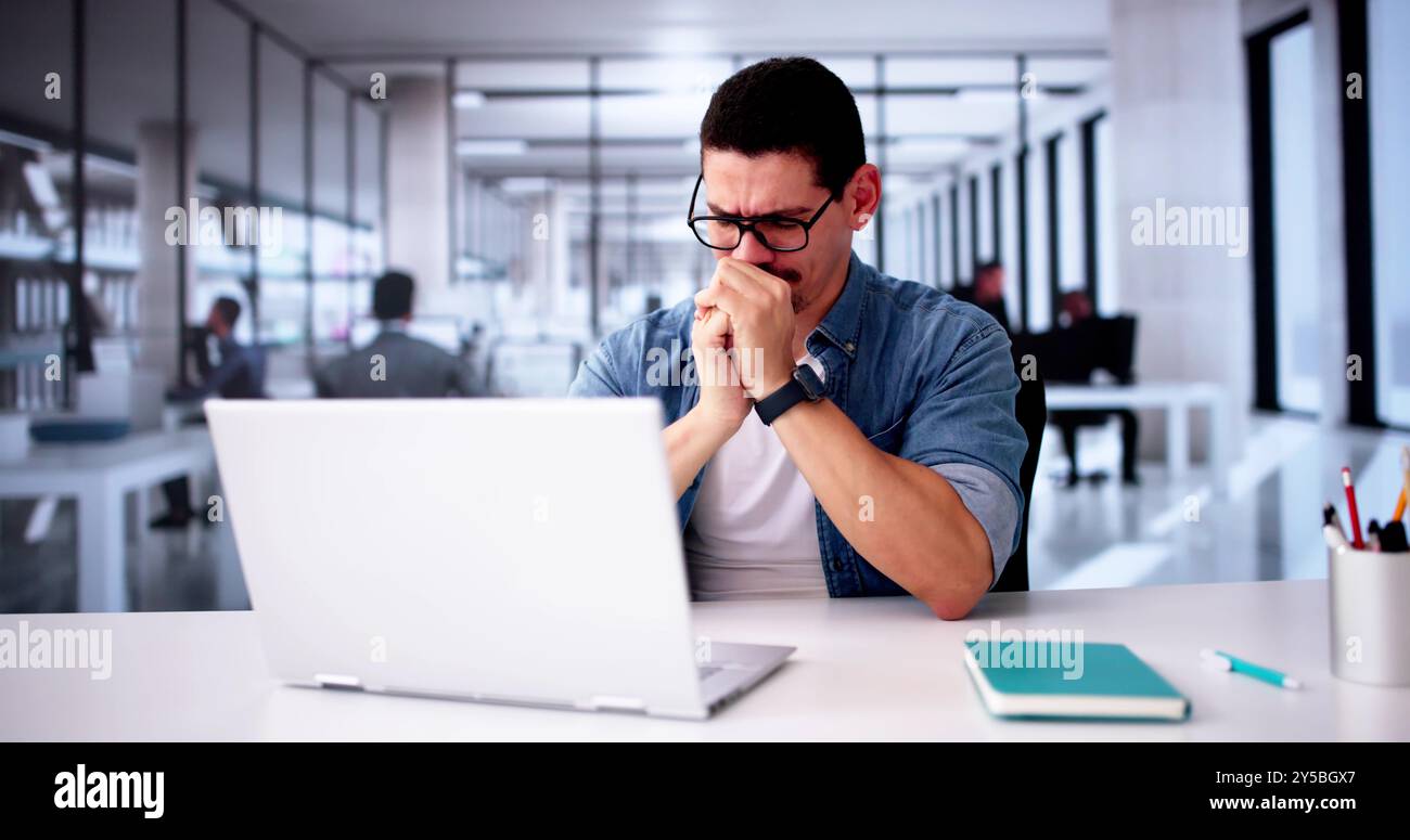 Man laptop praying god hi-res stock photography and images - Alamy