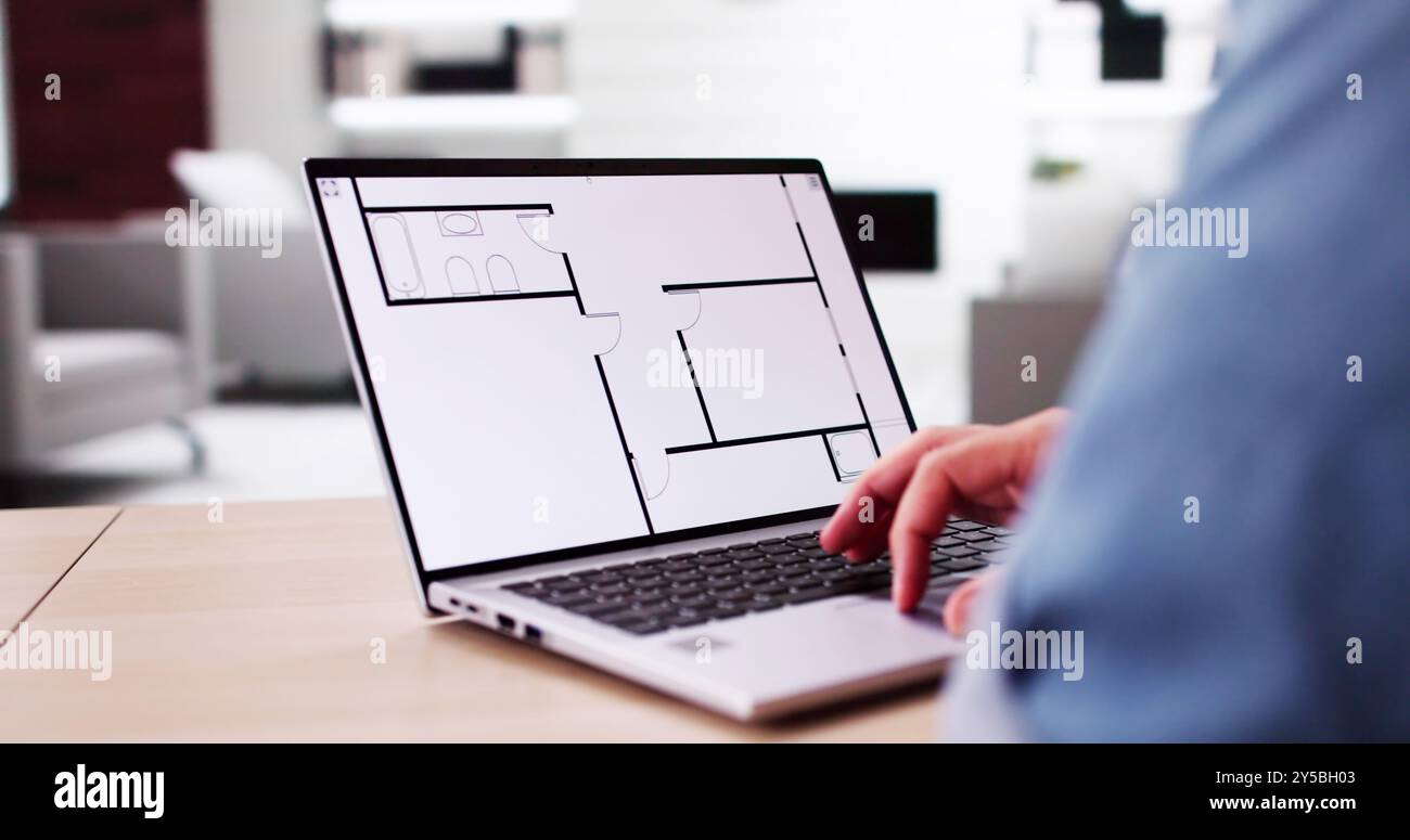 Analyzing House Floor Plan On Digital Tablet: Architect Renovating ...