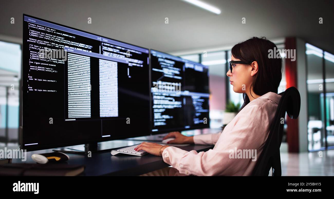 Web Developer Coding On Computer To Develop Code Stock Photo - Alamy