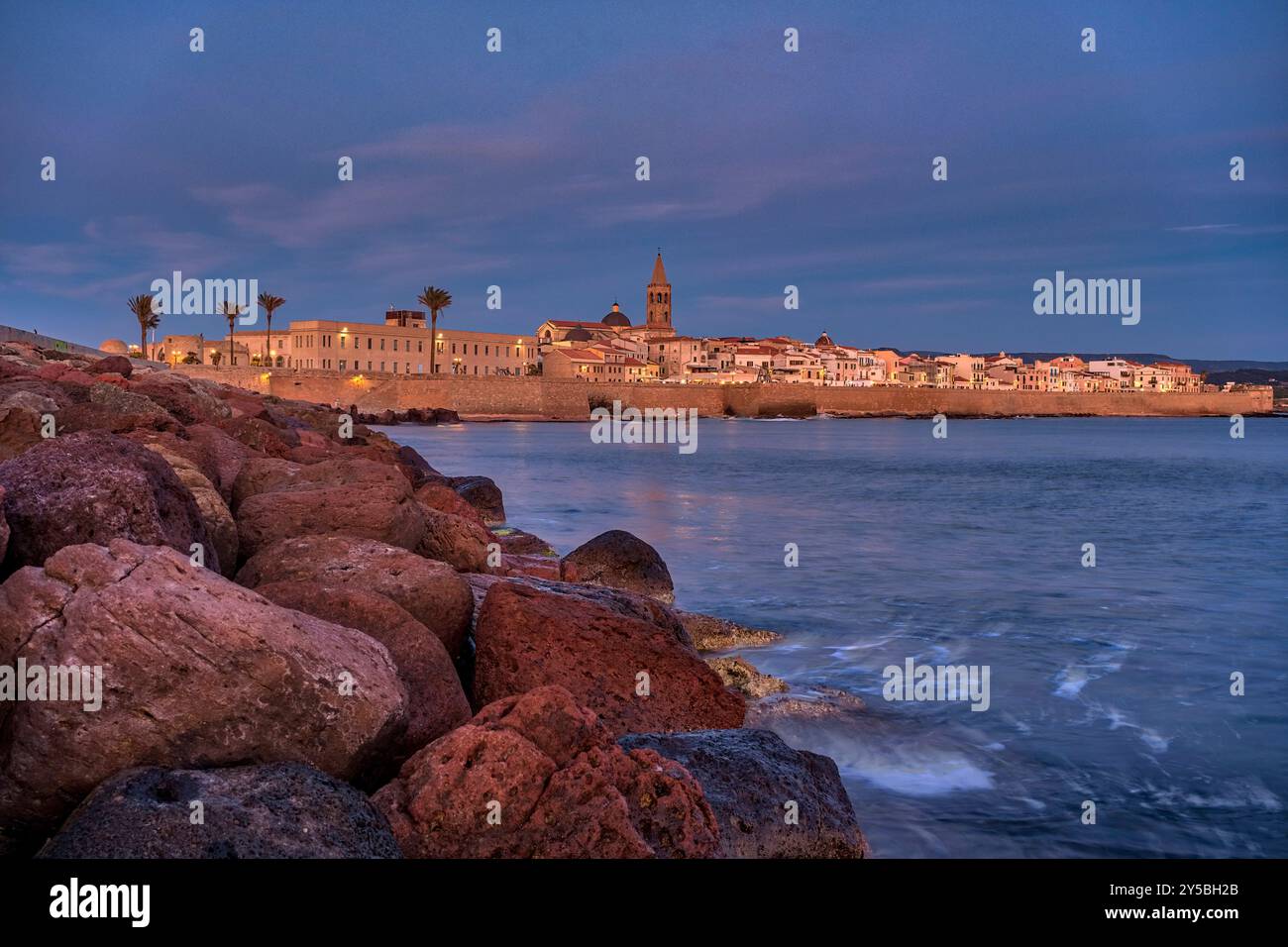 The old town centre of Alghero with the Cattedrale di Santa Maria ...