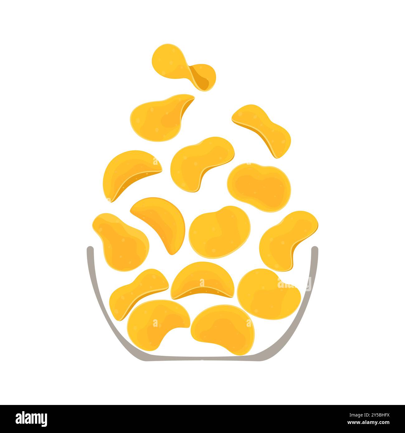 Vector illustration of flat, crispy, wavy pieces of potato chips ...