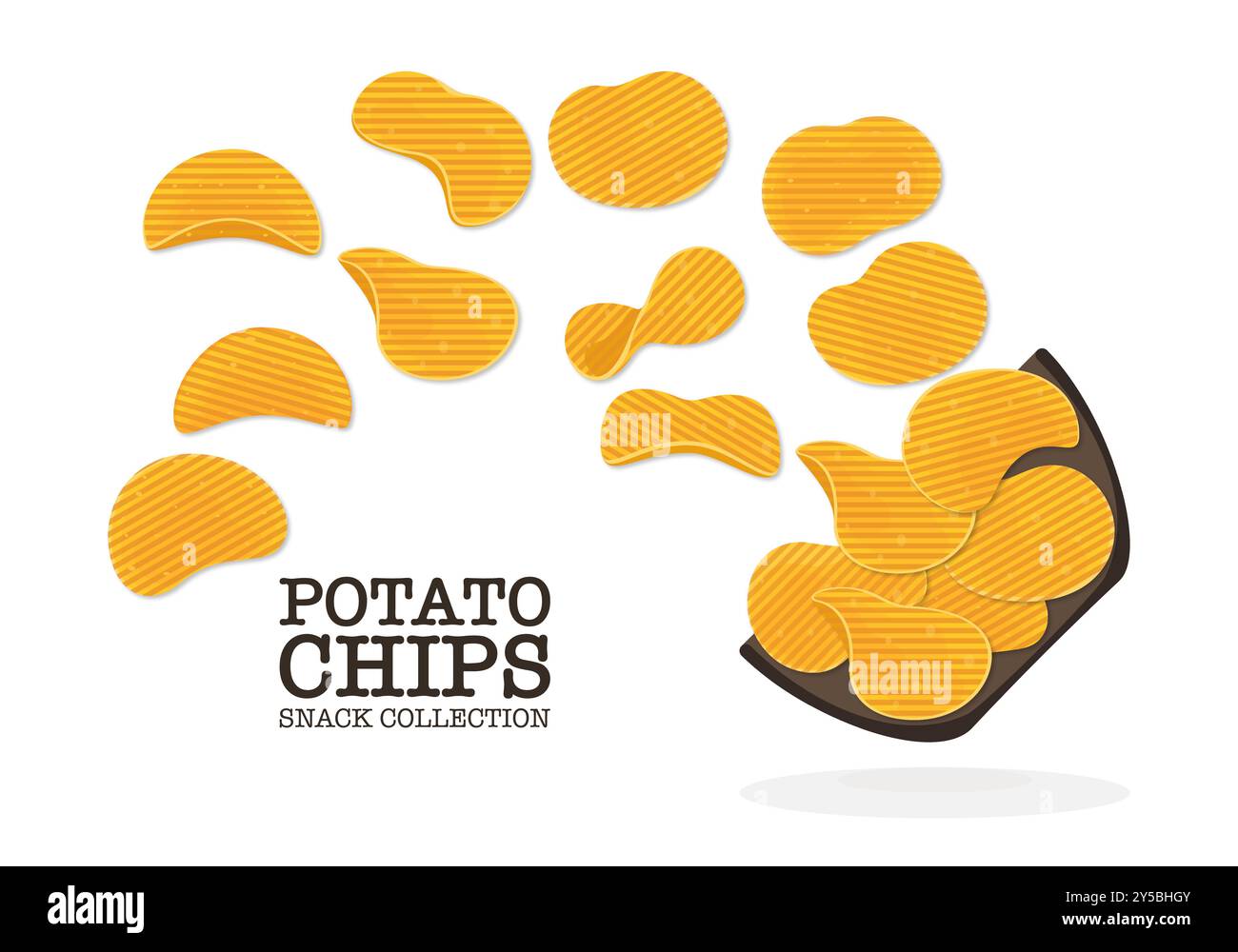 Vector illustration of wavy potato chips with crispy, wavy pieces ...