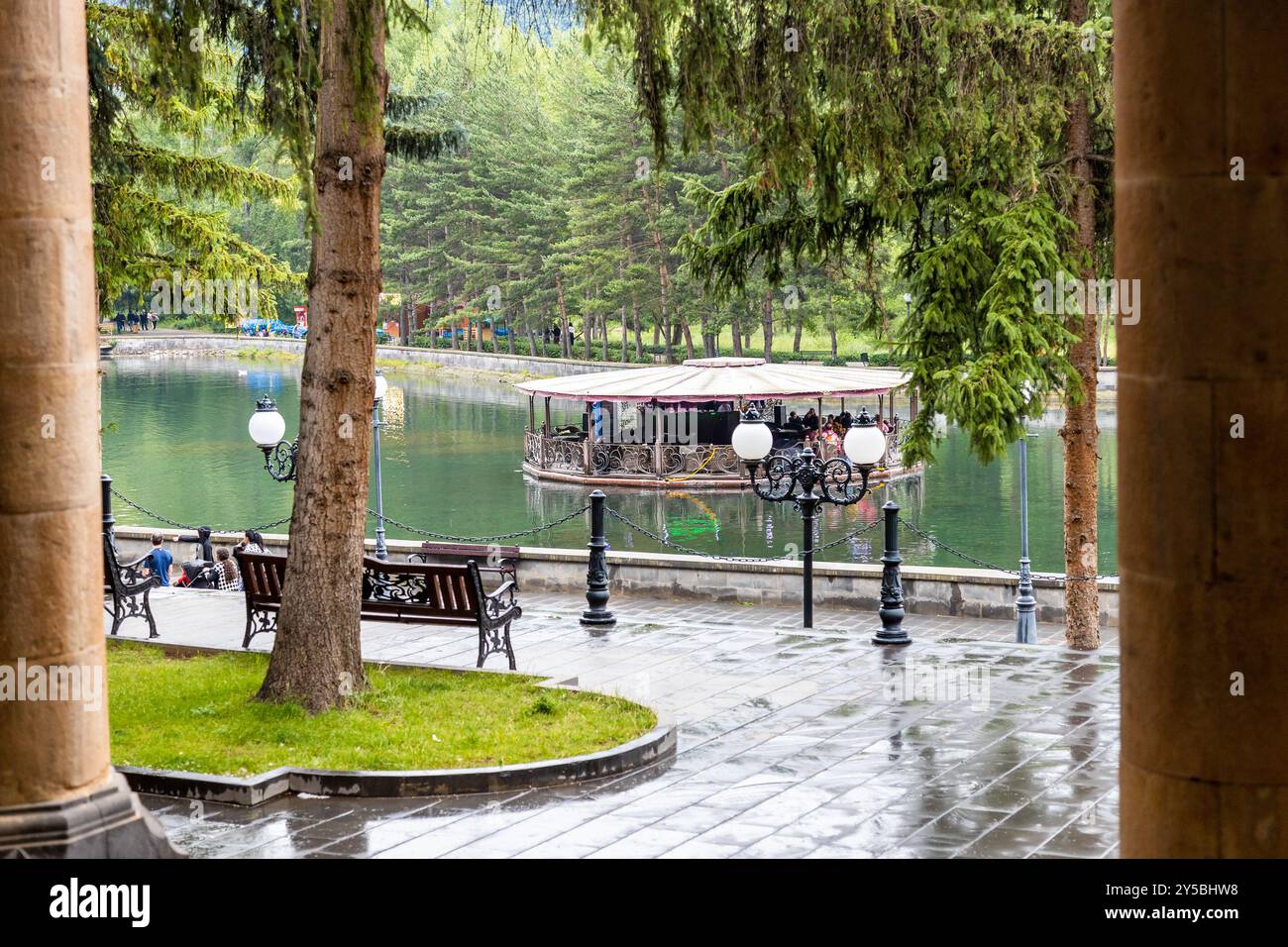 Jermuk, Armenia - August 3, 2024: view of lake in resort town of Jermuk ...
