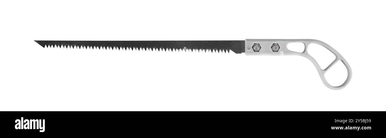 Tools Building and repair - Front view hand saw closeup isolated on a ...