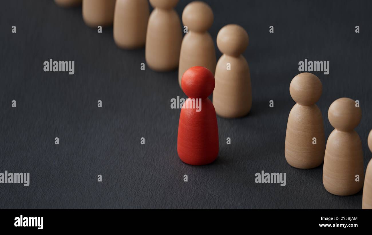 Business team leadership with one person standing out from the crowd ...