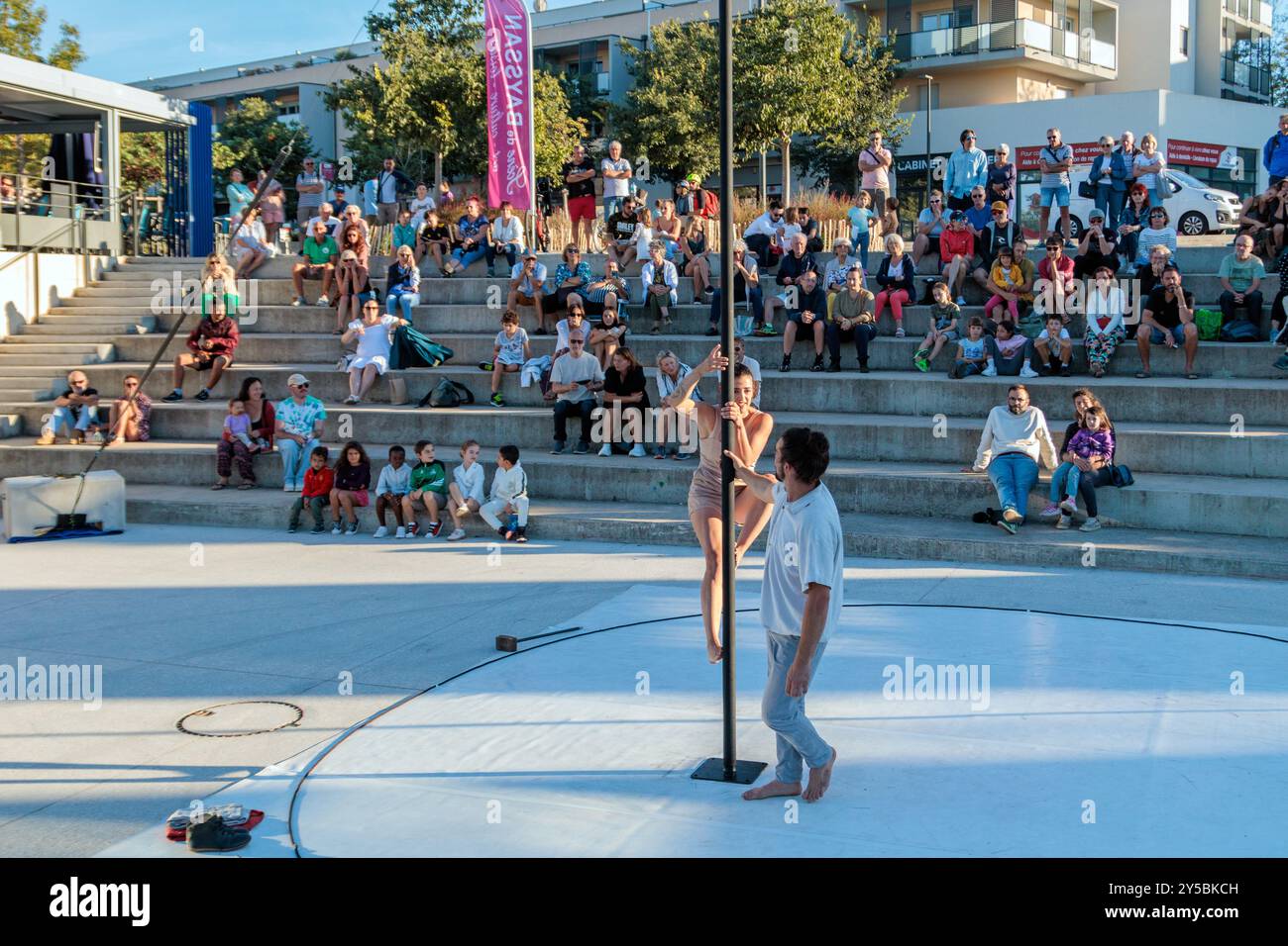 Circus show "Ven" by the "Si Seul company". Amphitheater of the port of ...