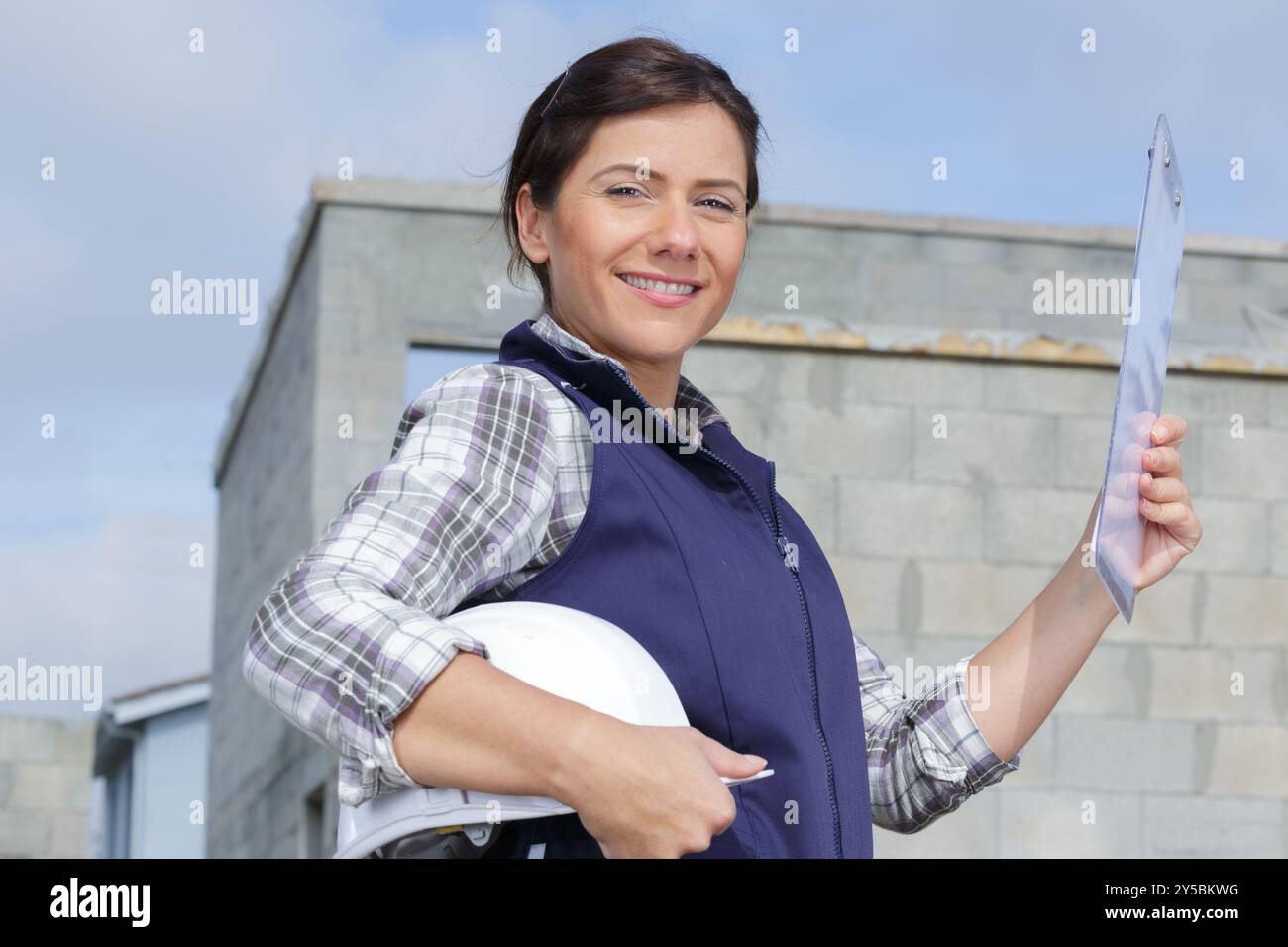 building inspector checking outdoor construction structure Stock Photo ...