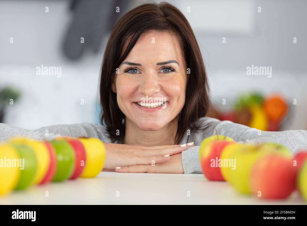 a beautiful slender girl eating healthy food Stock Photo - Alamy