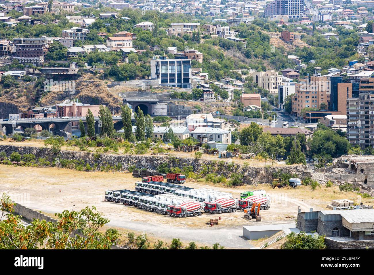 Yerevan, Armenia - August 11, 2024: above view of vehicle parking area ...