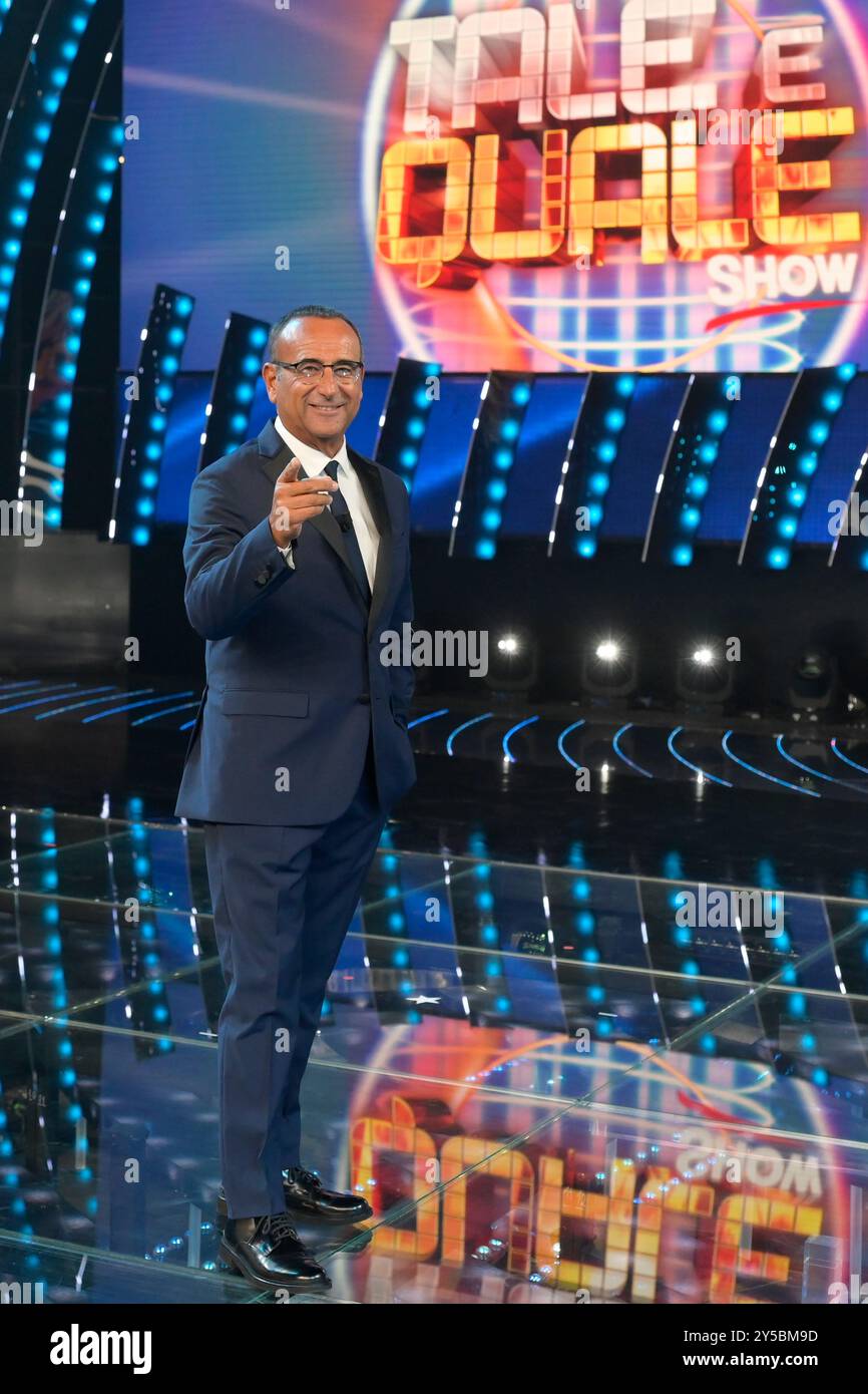Rome, Italy. 20th Sep, 2024. Carlo Conti attends the Rai tv program "Tale e Quale Show" first ...