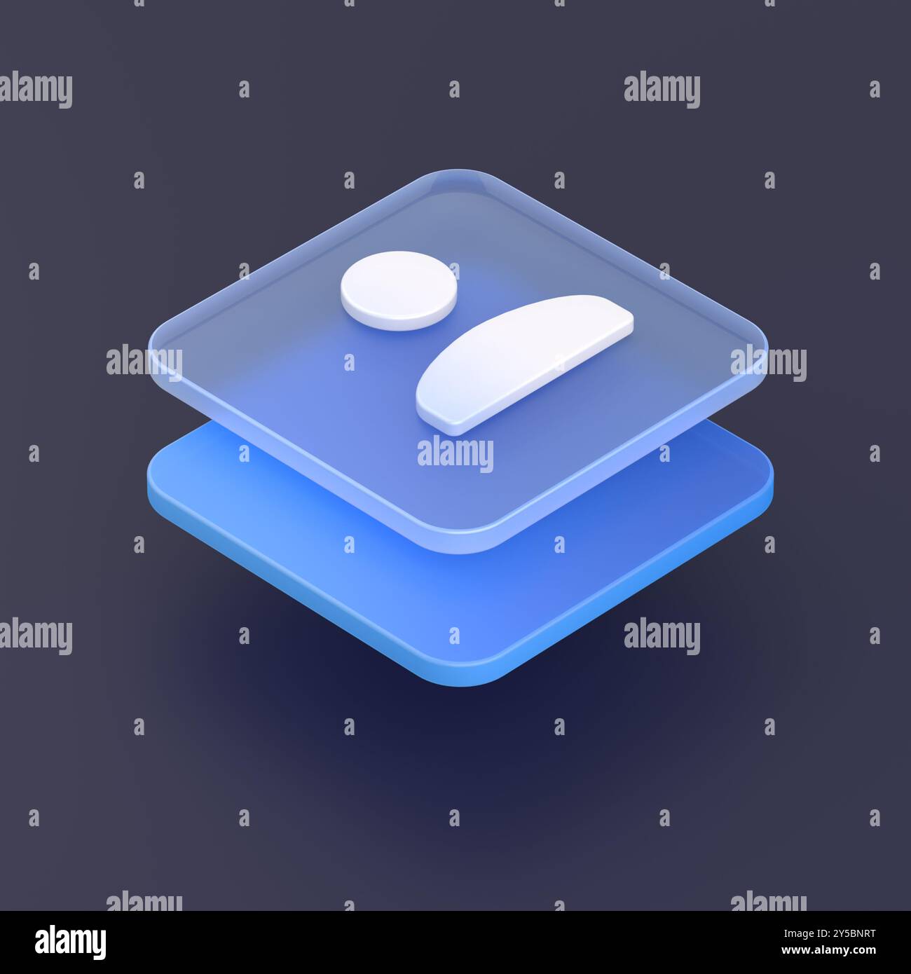 Cartoon Icon Mockup.Volumetric white square template with blue human ...