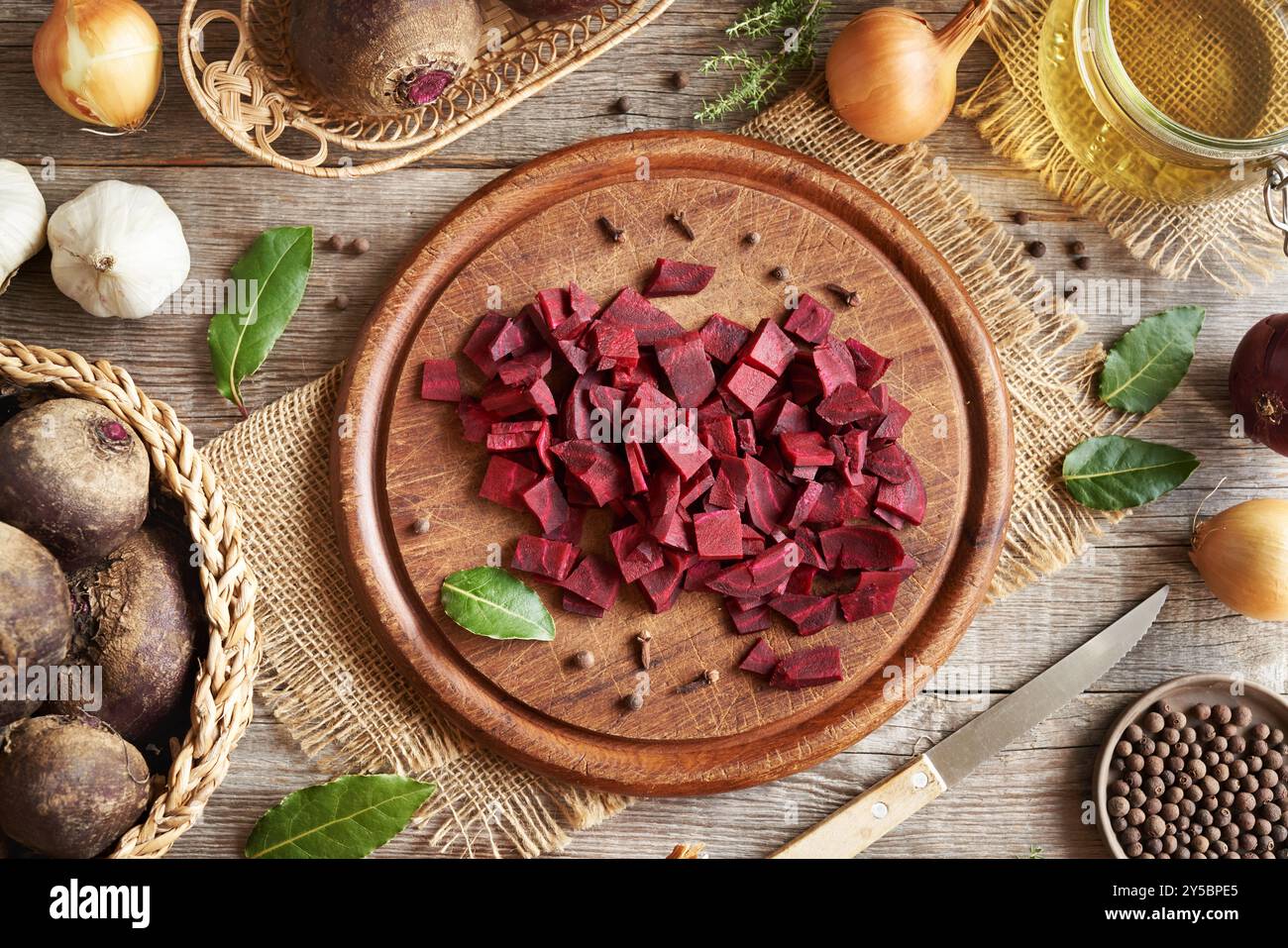 Sliced beetroot with onions, garlic and spices - preparation of ...