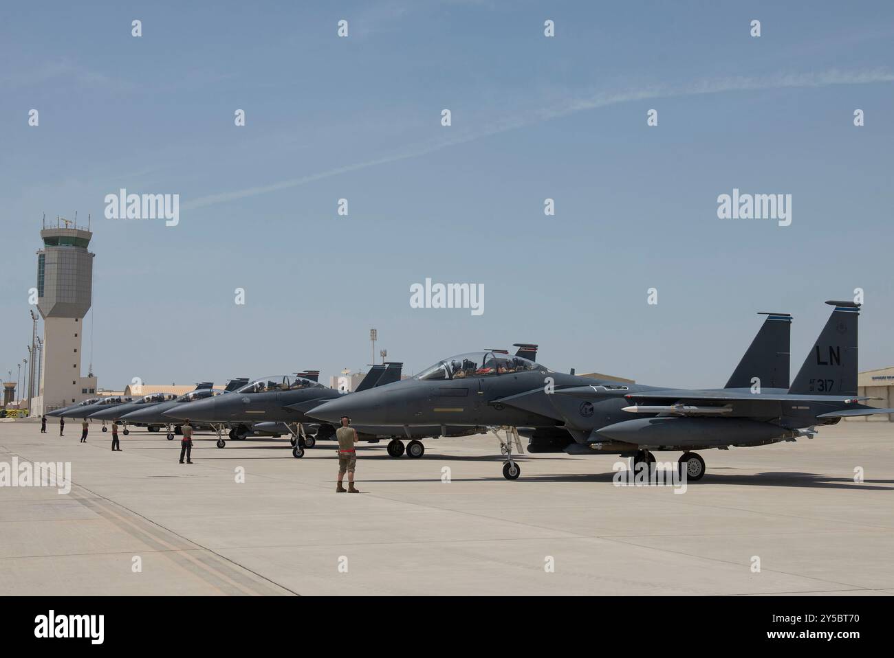 Six F-15E Strike Eagles assigned to the 494th Expeditionary Fighter ...