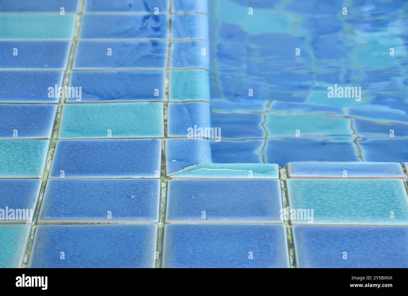 water flowing to edge of blue tile swimming pool Stock Photo - Alamy