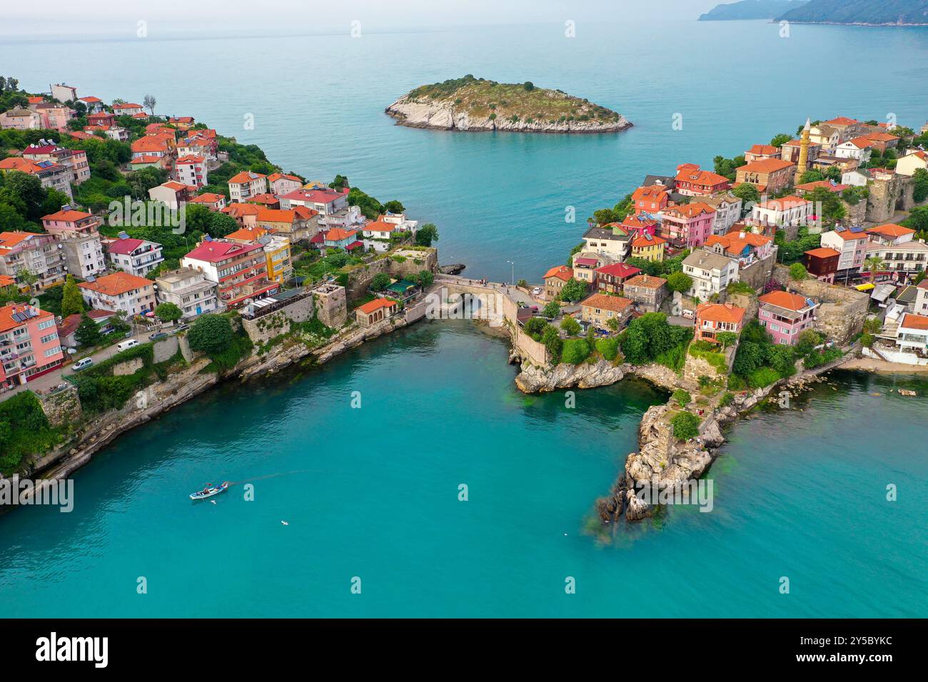 Beautiful cityscape on the mountains over Black-sea, Amasra. Amasra ...