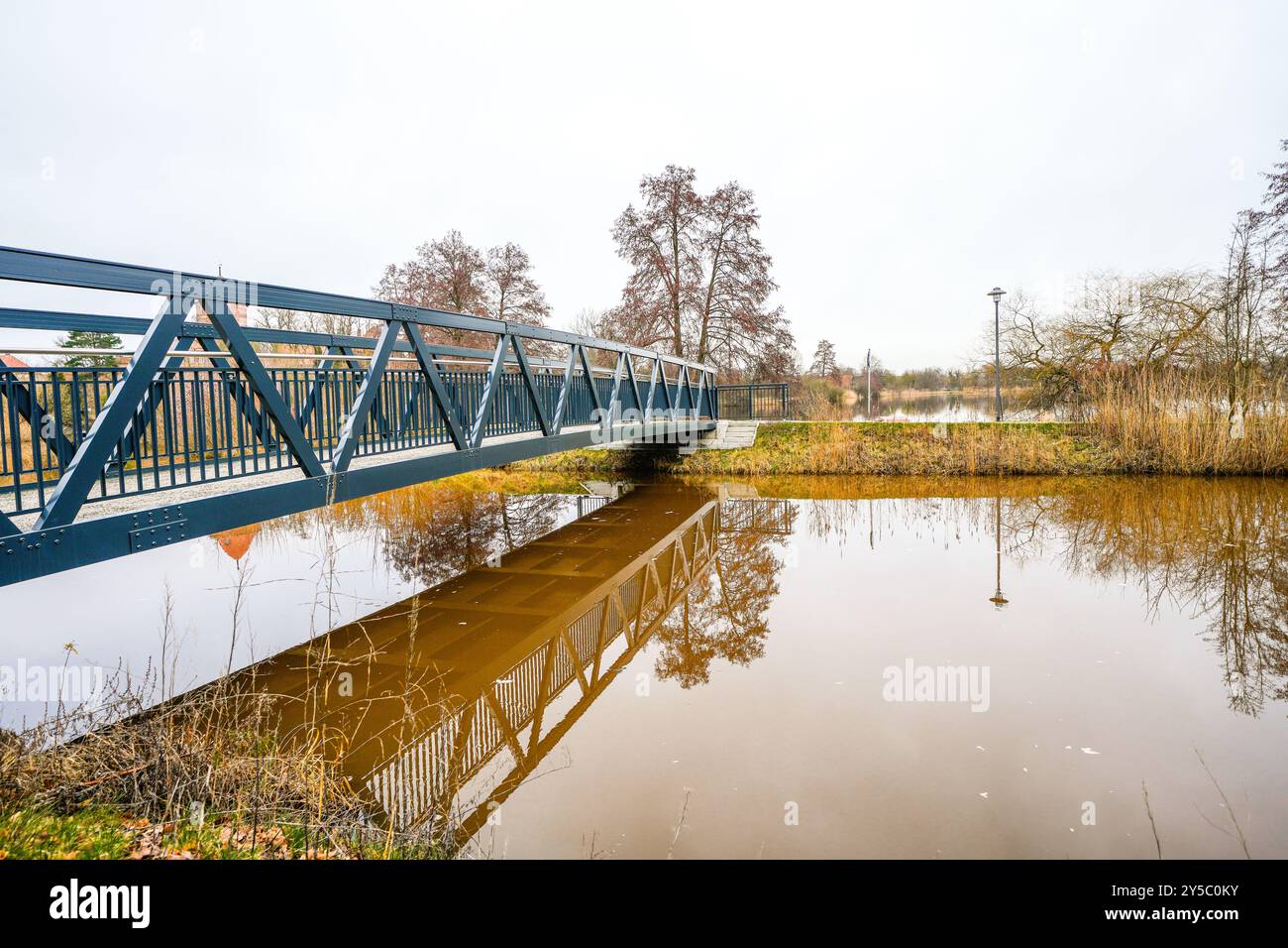 View of the New Jeetzel Bridge at the school center in Dannenberg on ...