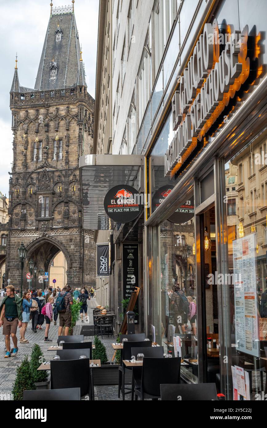 Powder Gate gothic tower (Prasna brana), historical landmark in Prague ...