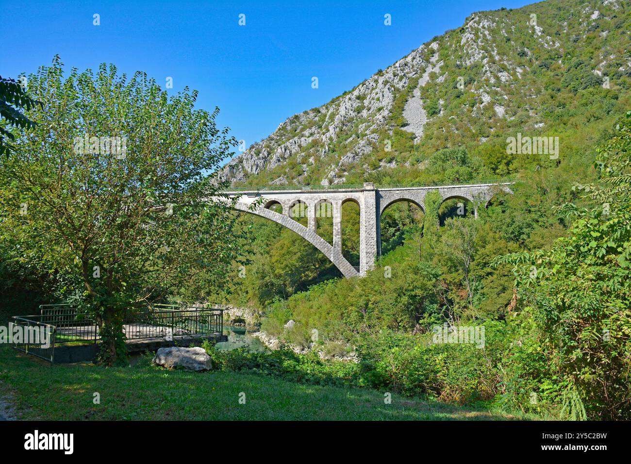 Solkan Bridge over River Soca at Solkan, Nova Gorica, Slovenia. The ...
