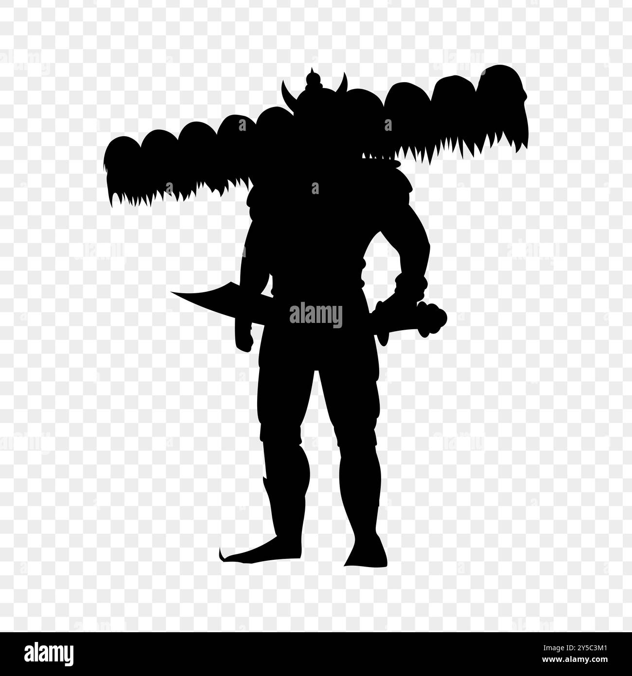Vector illustration of Ravana silhouette on transparent background ...