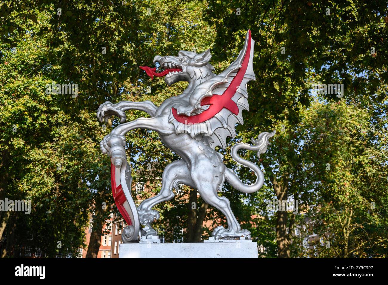 London, England, UK. Dragon marking the boundary of the City of London ...