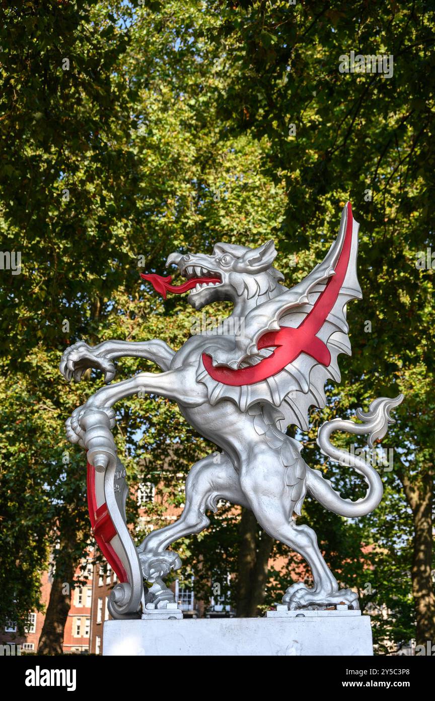 London, England, UK. Dragon marking the boundary of the City of London ...