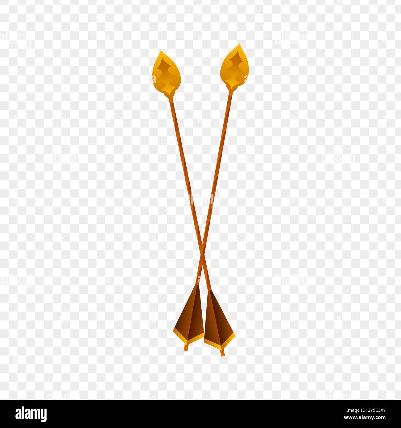 Vector illustration of golden decorated arrows on transparent ...