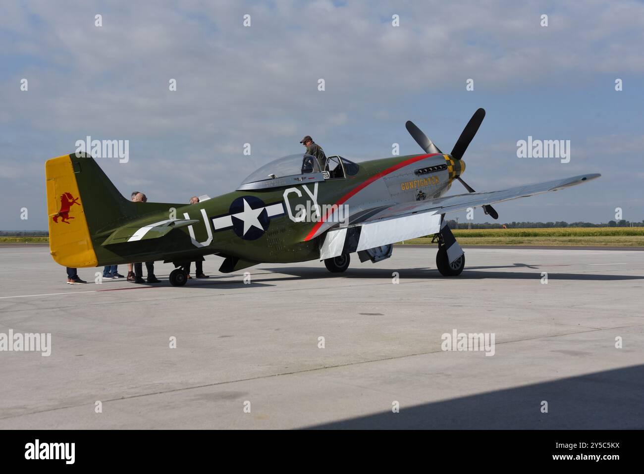 Commemorative Air Force P-51 pilot Jordan Brown steps out of the ...